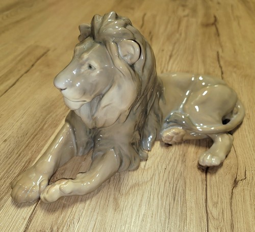 VTG Lev Bing & Grondahl B & G Porcelain Figurine Lying Lion Handpainted ...