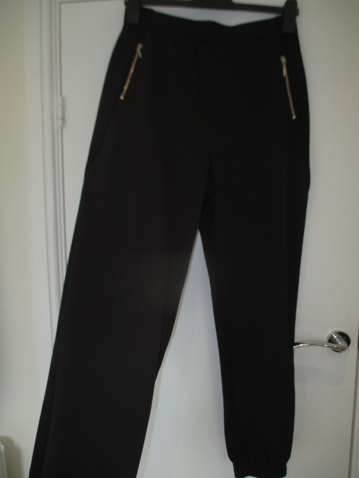 New Ruth Langsford Woven Trousers Cuff Leg Uk 10 Black Ebay Uk 3485