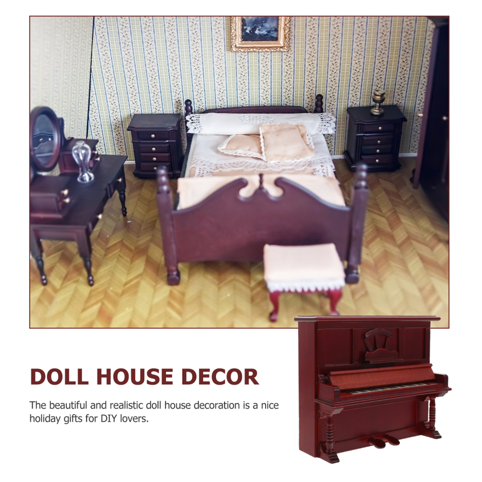 Wooden Piano Model Mini House Decor Simulated Piano Doll House Layout ...