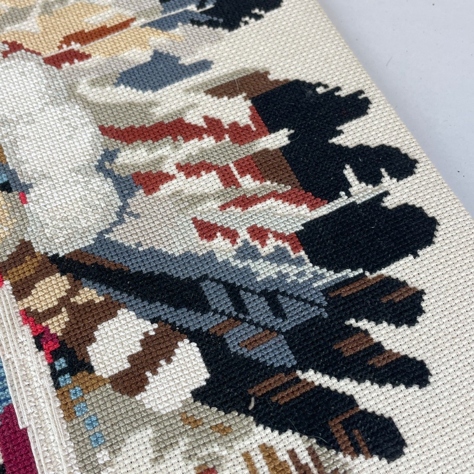 Vintage 1980s Needlepoint Indian Chief Mounted on Cardboard | eBay