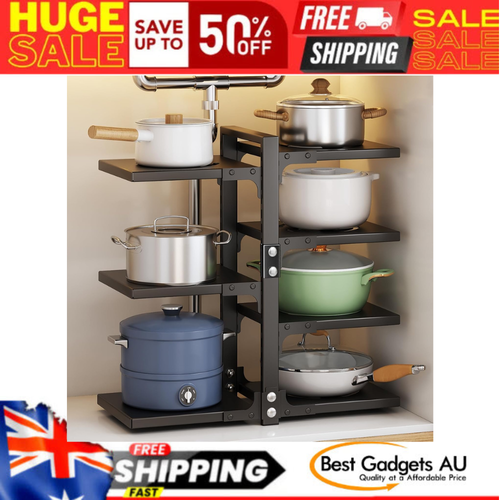 Rack Pot Organizers Rack Adjustable Heavy Duty Pan Kitchen Organizer 7 ...