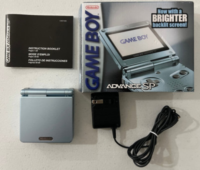 Authentic Pearl Blue Nintendo Gameboy Advance SP AGS 101 W Original Box ...