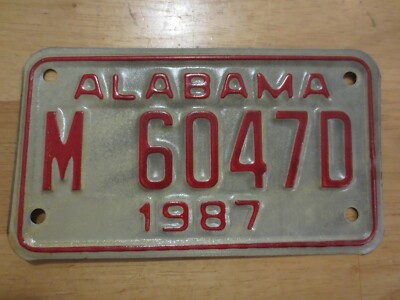 1987 ALABAMA MOTORCYCLE LICENSE PLATE rare uncirculated | eBay