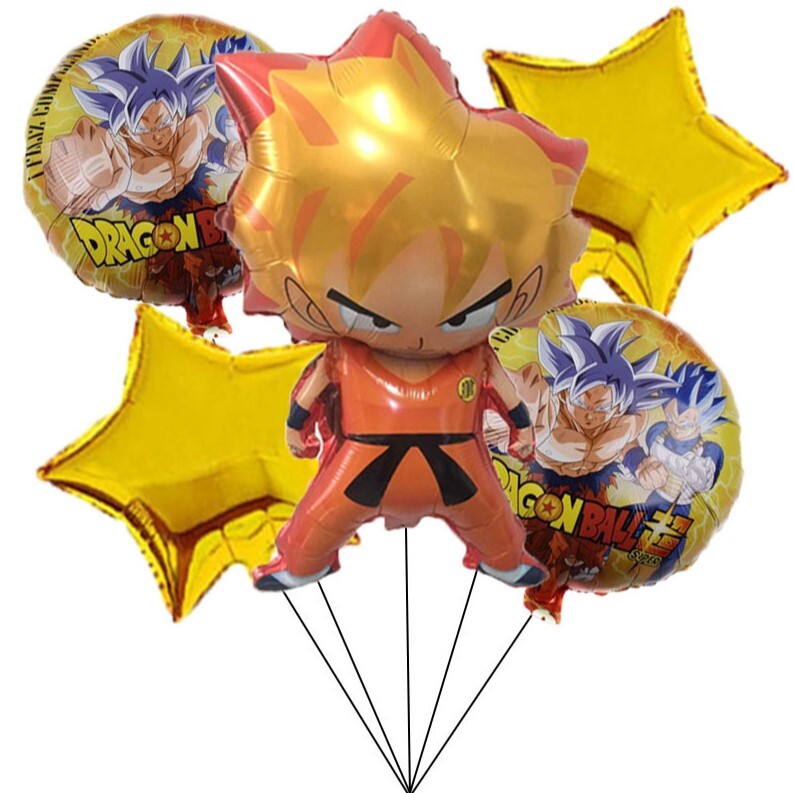 5PC Dragon Ball Goku Foil Balloons Set Kids Birthday Party Decorations ...
