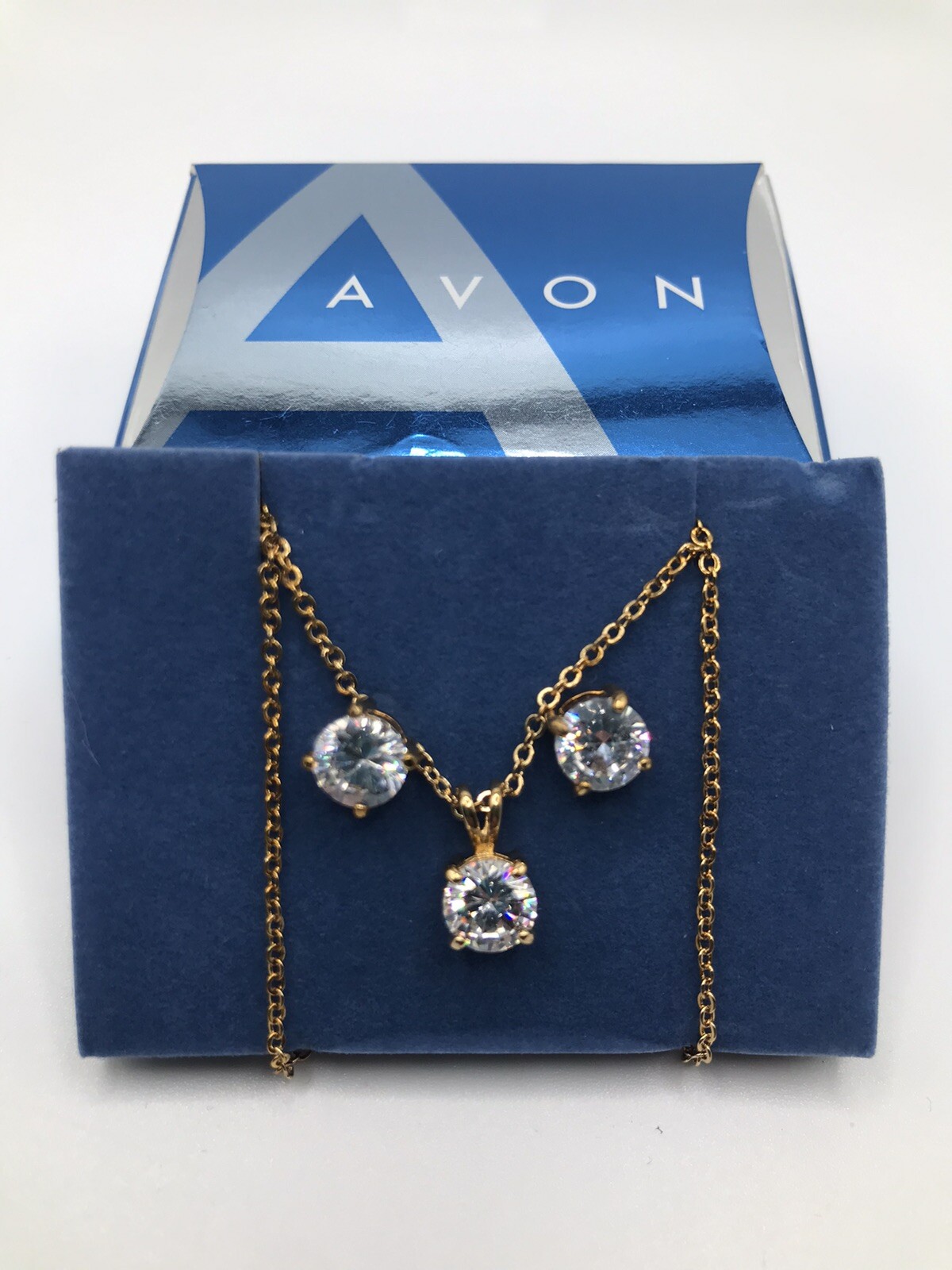 Avon Everyday Goldtone CZ Necklace & Earring Fashion Jewlery Giftset ...