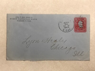 SBB155 Bank Envelope Letterhead First National Bank Parker SD 1905 ...