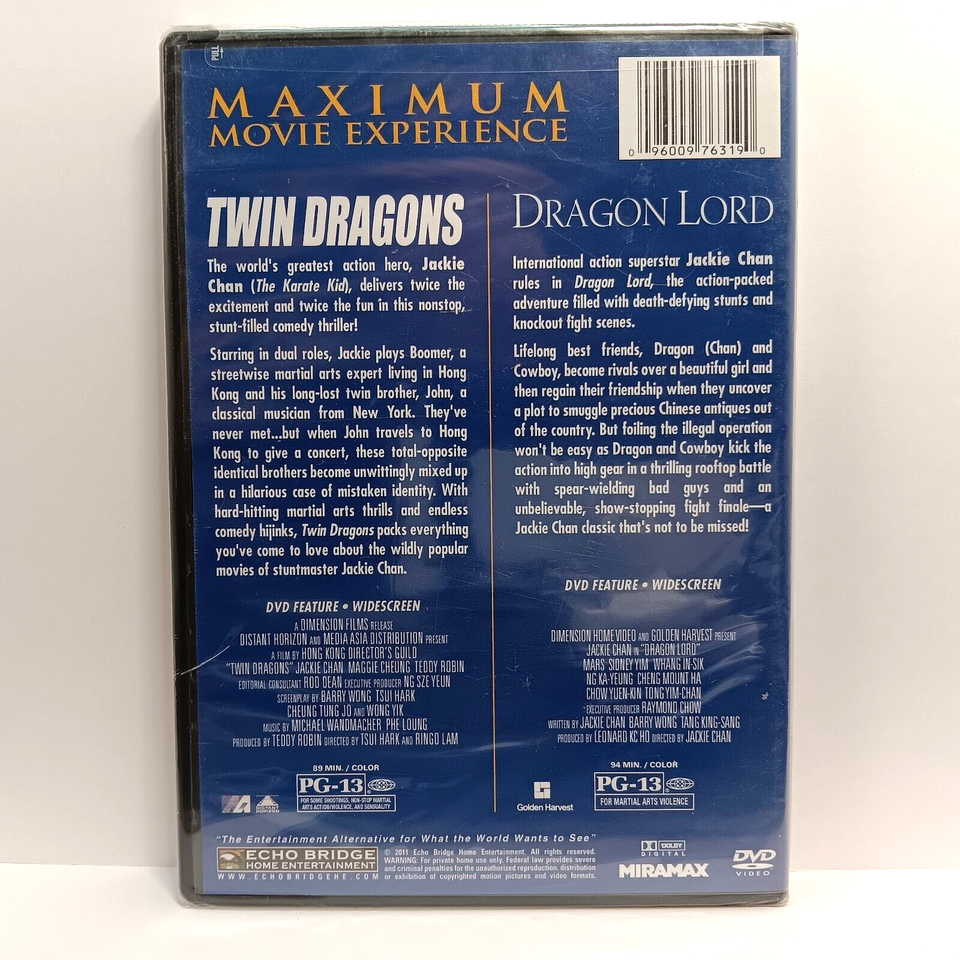 Jackie Chan, Double Feature Twin Dragons/Dragon Lord (DVD, 2011) NEW ...