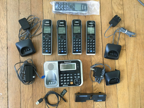 Cordless Phone System 5 Handsets Bluetooth Answer Machine USB SMS Text ...