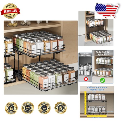 Heavy Duty 2-Tier Spice Rack - Pull Out Shelf for Organizing Cabinets ...