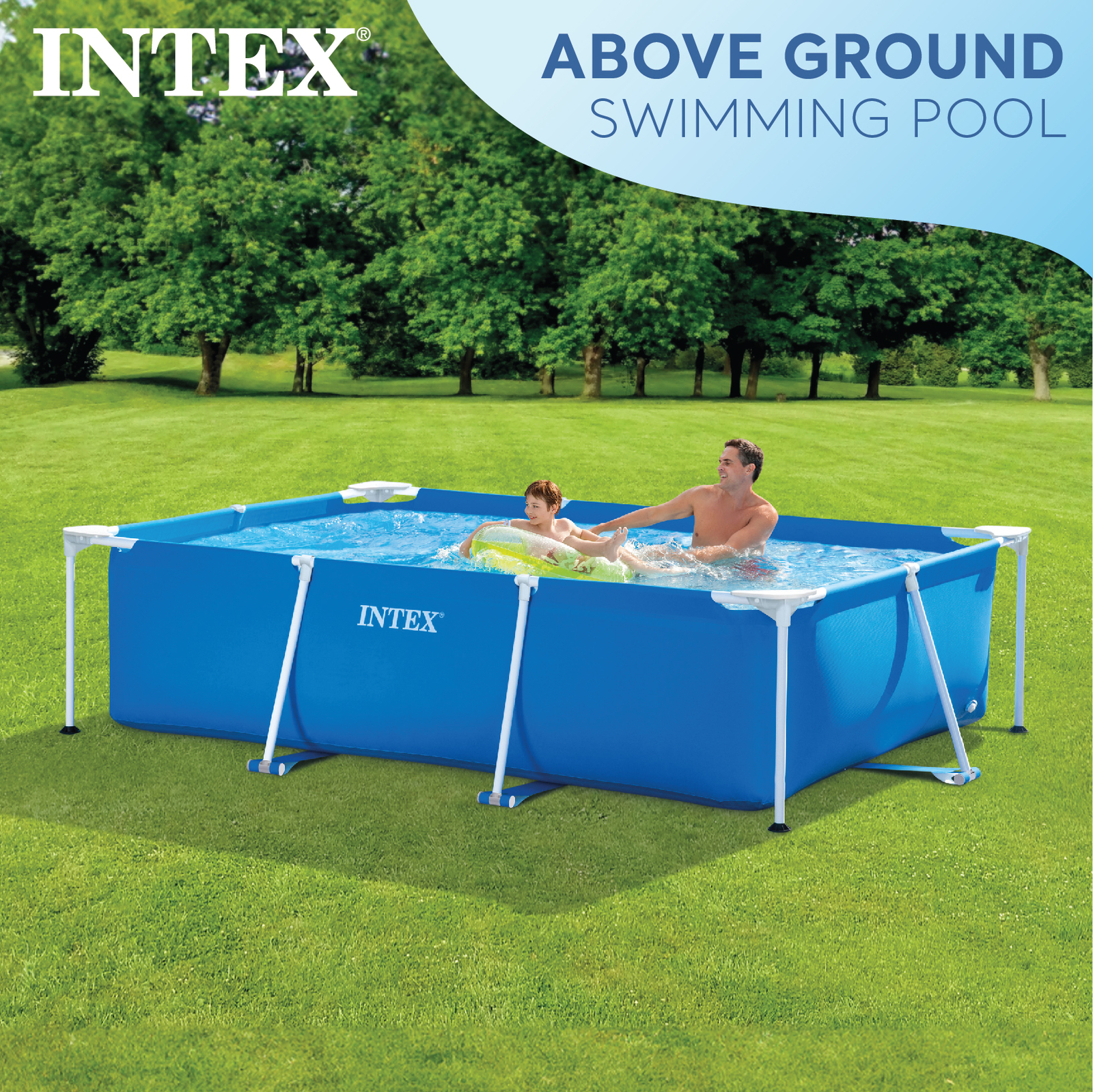 Intex 28271EH Rectangular Frame Above Ground Swimming Pool - Blue for ...