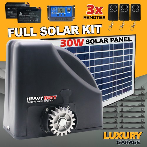 RITROX Sliding Gate Motor/Opener Full Solar Powered 5m Racks 3x Remotes ...
