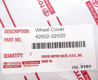 Genuine OEM Toyota 42602-02520 Wheel Cover Cap Assy 2017-2019 Corolla ...