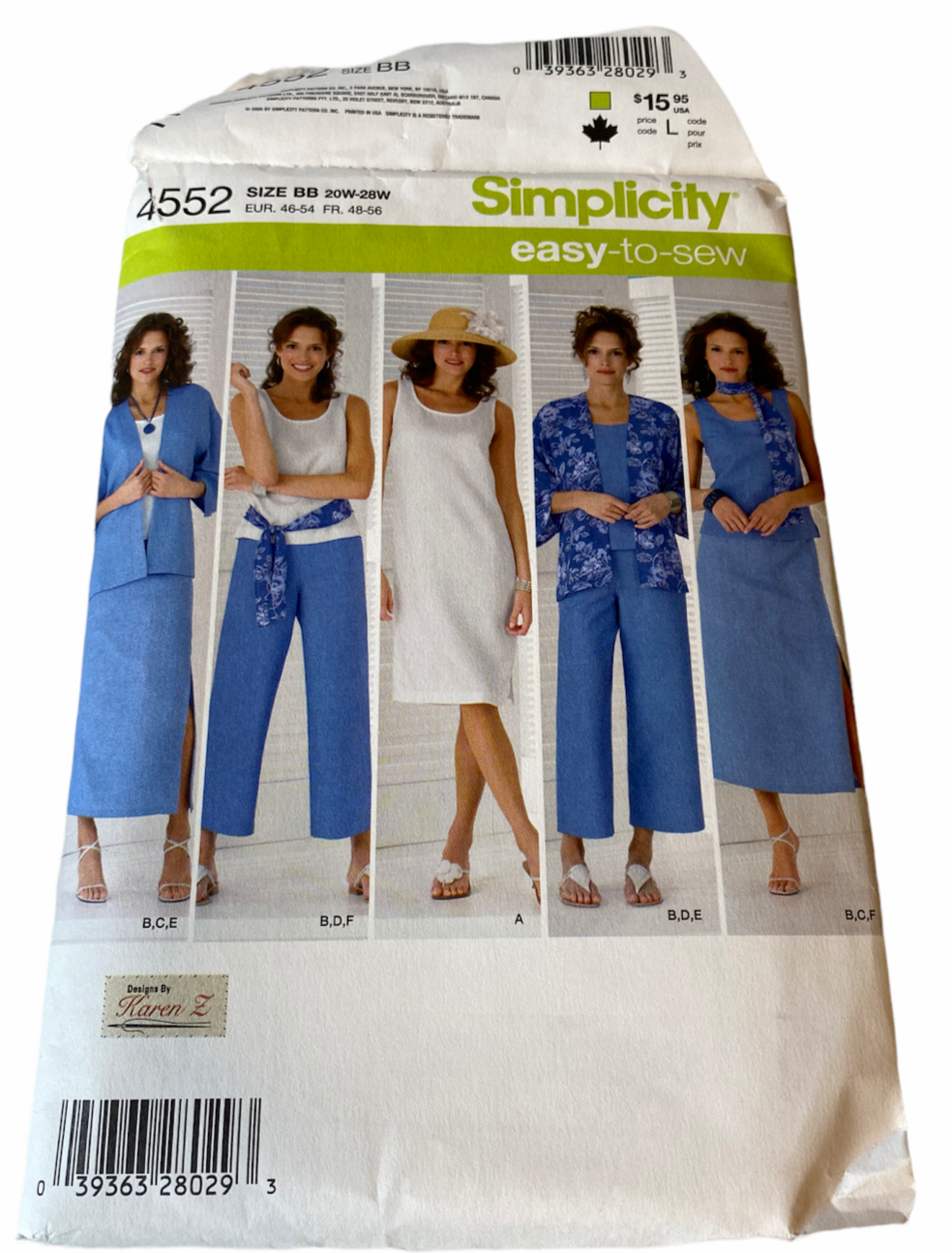 Womens Skirt Pants Top Scarf Simplicity 4552 Pattern 2005 Size 20w-28w ...