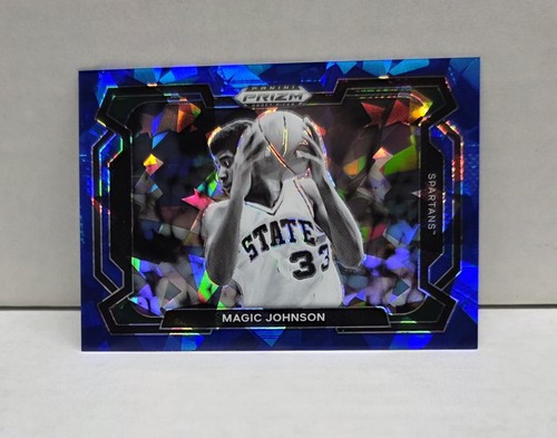 MAGIC JOHNSON 2024 Prizm Draft BLUE ICE Variation ~ Michigan State #'d ...