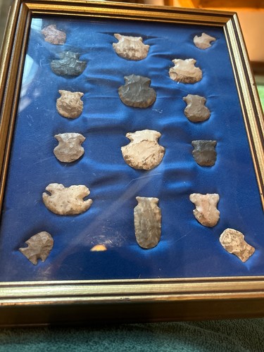 Indian Arrowhead Set Of 16 BLUNT Points From The Midwest in a display ...