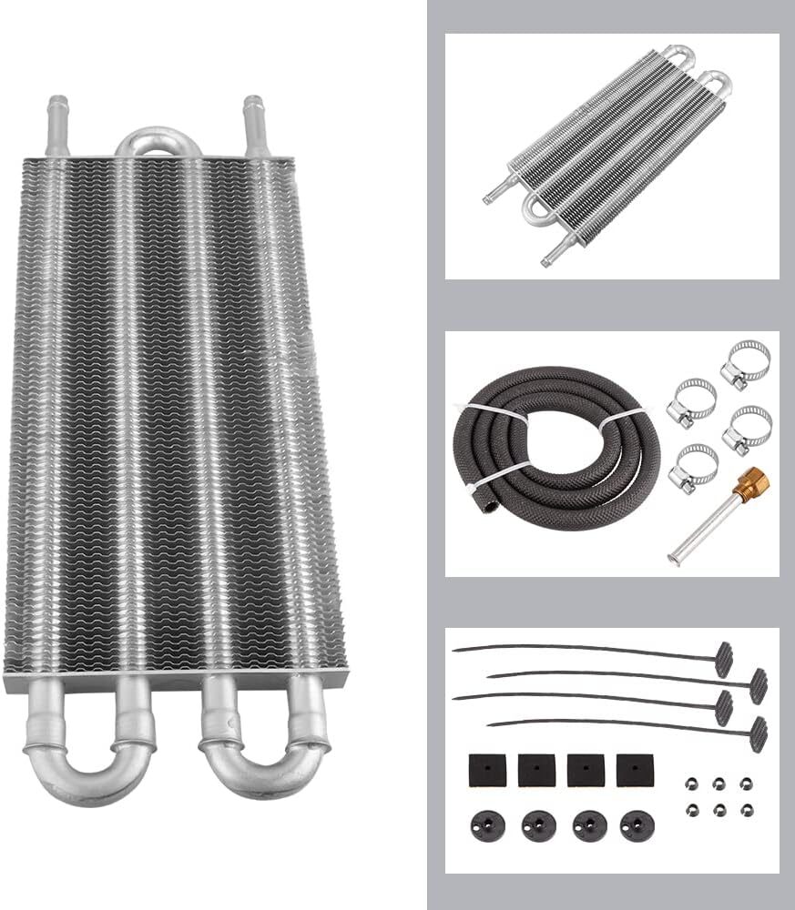 4 Pass Tube and Fin Oil Cooler Kit Universal 5/16" Transmission Oil ...