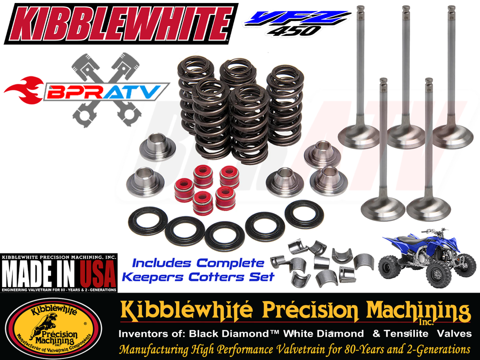YFZ450 YFZ 450 KIBBLEWHITE +1mm Intake Valves Exhaust Valve Ti Spring ...