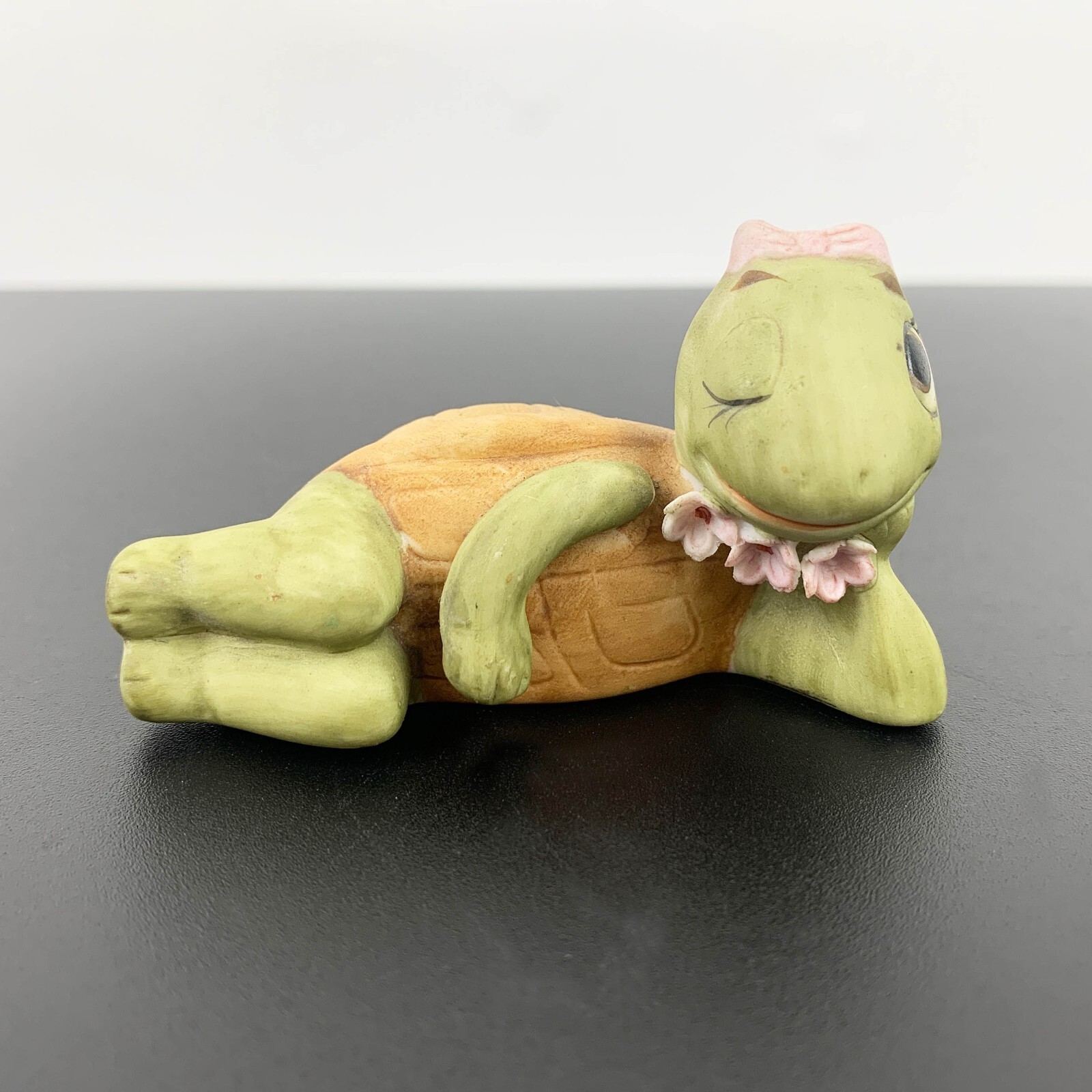 Ceramic winking turtle ornament Vintage lady turtle figurine desk ...