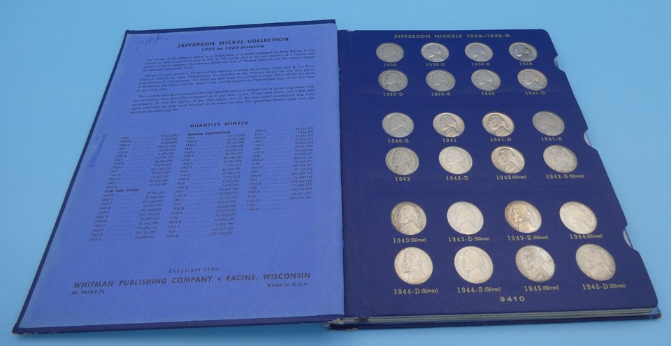 Jefferson Nickels Collection 1938-1964 COMPLETE SET (71coins) War Time ...