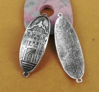 10pcs antiqued silver color curved church pattern design connector ...