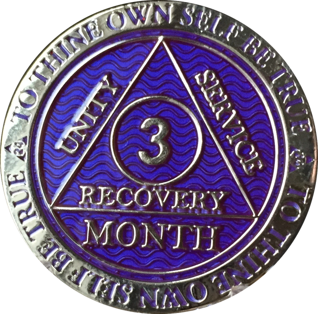 3 Month AA Medallion Reflex Purple Gold Plated Sobriety 90 Day Chip ...