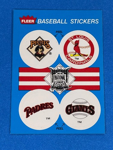 Cardinals, Padres, Giants, Bucs 1989 Fleer Baseball Sticker Card FREE ...
