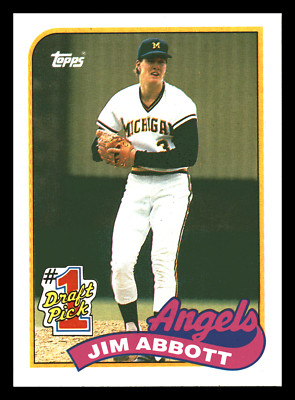 1989 Topps Jim Abbott #1 Draft Pick RC Rookie #573 Mint California ...