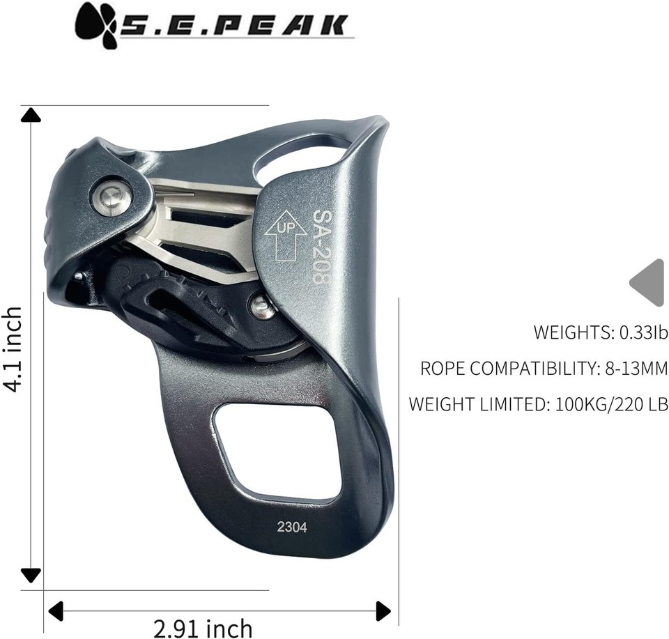 Upgraded Climbing Chest Ascender Strong Rappelling Gear Equipment gray ...