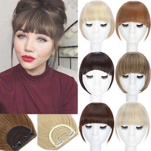 Real Thick Bangs Clip in Front Fringe AS Human Hair Extensions Fake ...