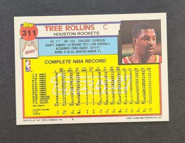 1992-93 Topps Gold # 311 Tree Rollins Rockets | eBay