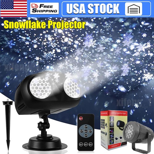 Christmas Snowflake Projector LED Moving Snowfall Laser Light Outdoor ...