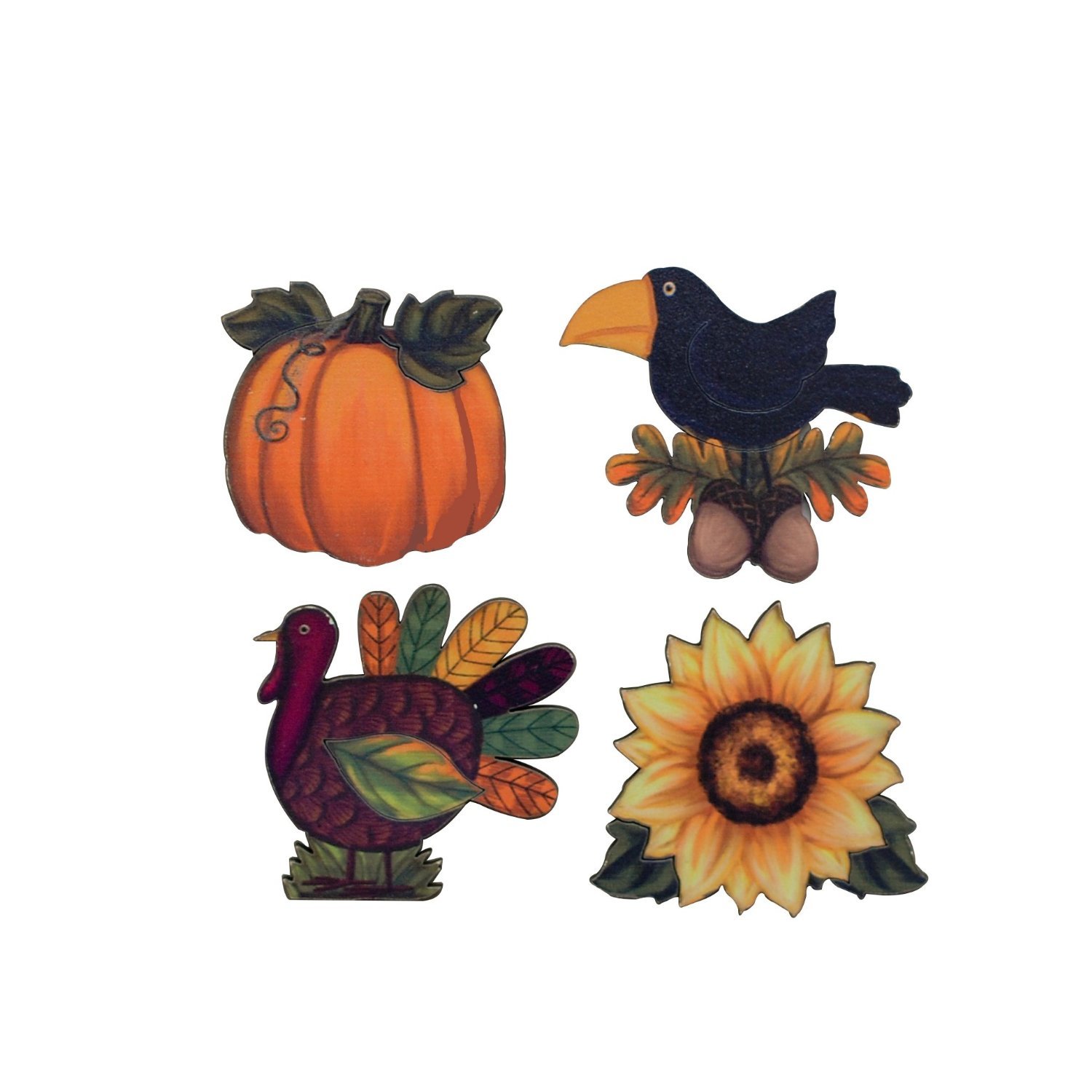 Set of 4 Woodblock Printing Small Fall Ornaments Magnetic Fall Decor | eBay