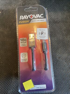 Rayovac Fusion Micro USB Cable. 10ft Charger Cord; Black color | eBay