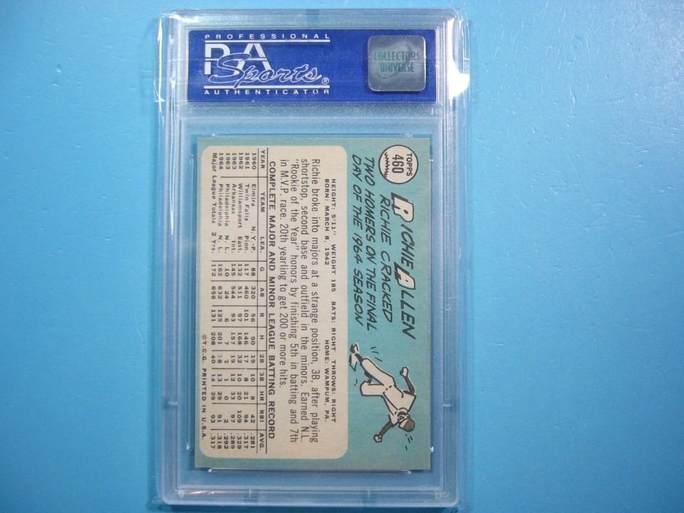 1965 TOPPS MLB BASEBALL CARD #460 RICHIE ALLEN ALL-STAR ROOKIE PSA 8 NM ...