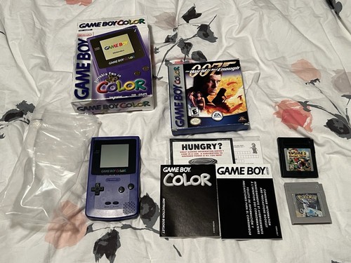 Gameboy Color Console CIB Grape Bundle Pokemon silver/James bond CIB ...