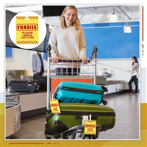 Barydat 6 Pcs Fragile Luggage Tags for Suitcases 5 x 4 Inches Bright ...