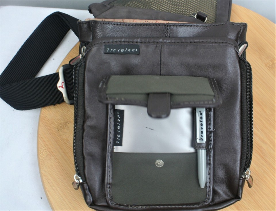 Travelon Brown Leather Sling Bag Travel Organizer Backpack Purse | eBay