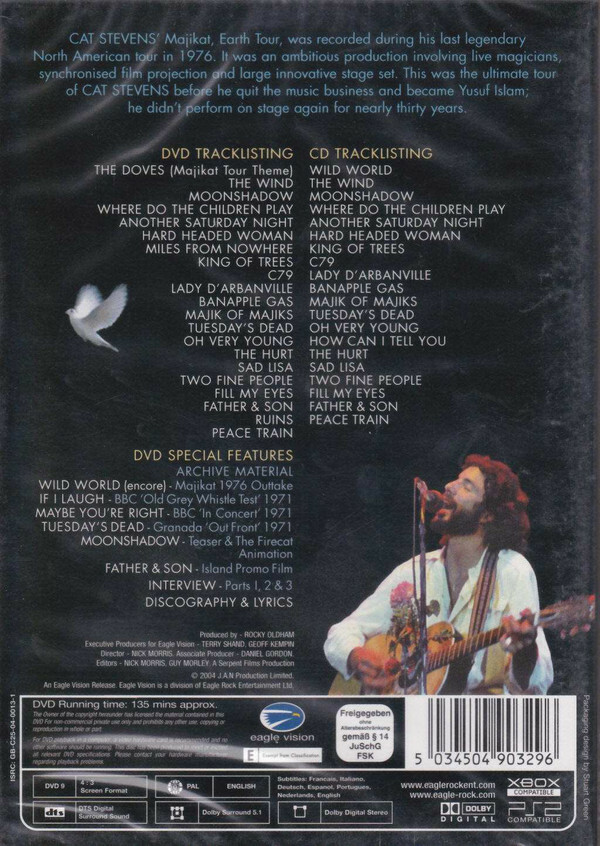 Cat Stevens Majikat: Earth Tour 1976 DVD+CD (Eagle Vision) Neu und ...