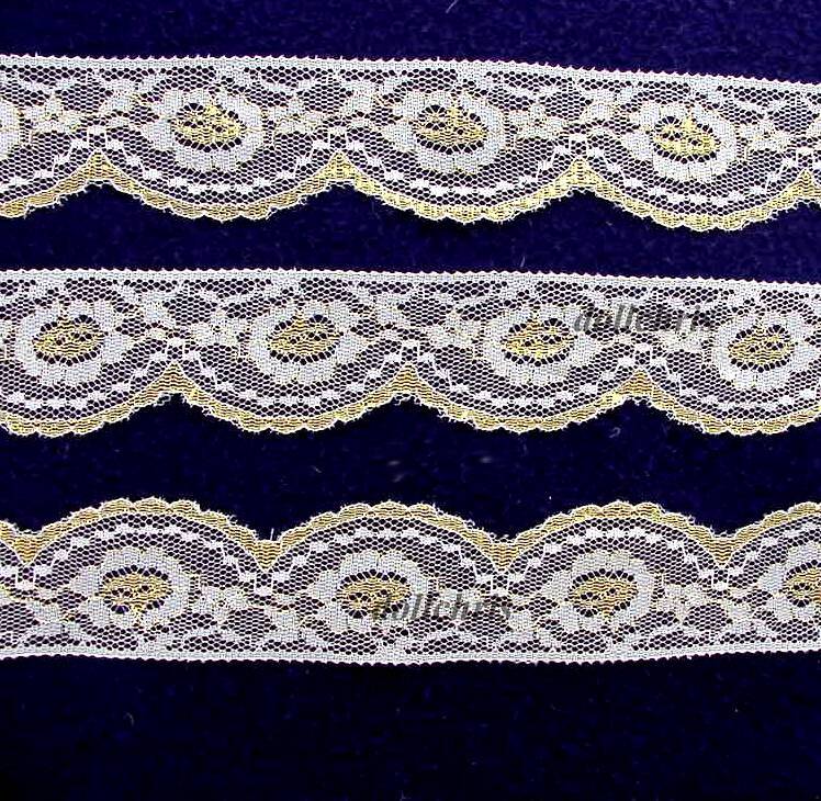 Vintage Lace Trim 2 inch wide White Metallic Gold Festive 8 yards Lot ...