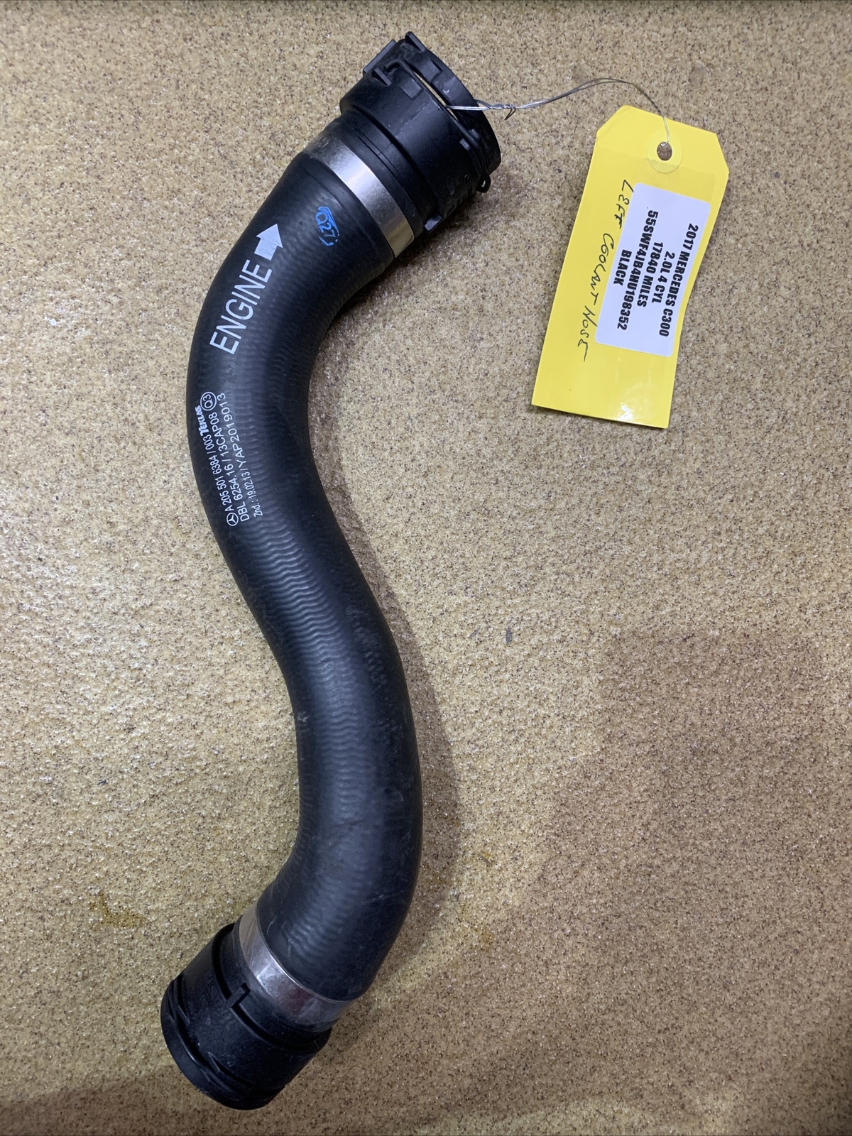 MERCEDES BENZ C W205 WATER RADIATOR LEFT COOLANT HOSE A2055016384 ...
