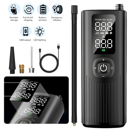 Recharge Air Compressor Tire Inflator Fit Car Moto Bike Tires Air Pump ...