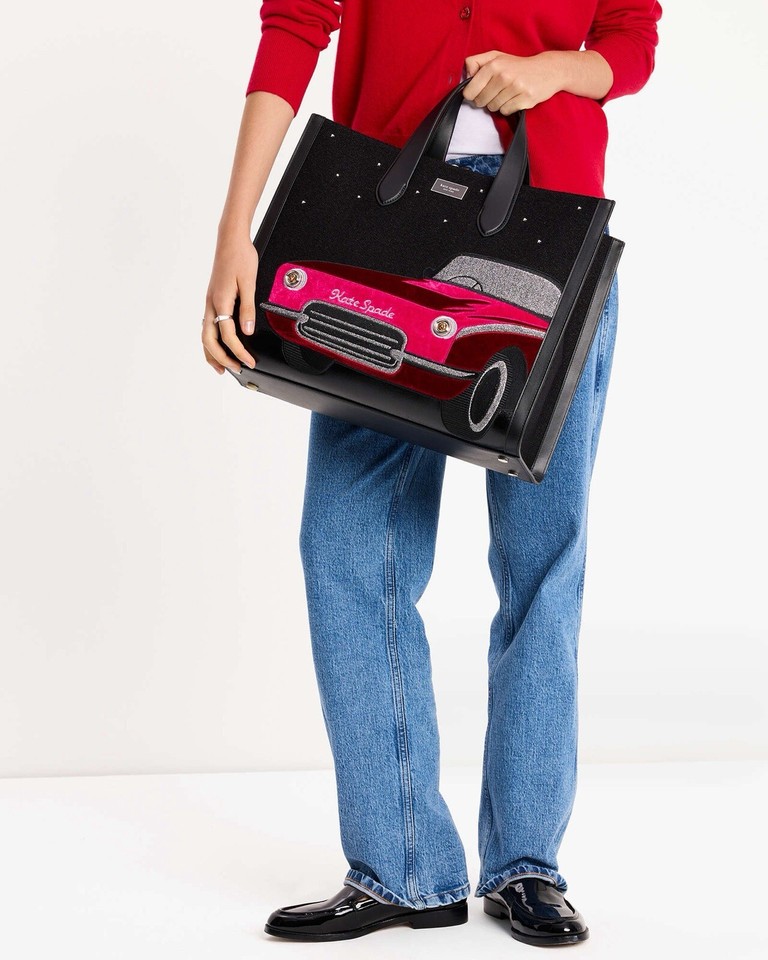 NWT Kate Spade KI427 Manhattan Car Embellished Large Tote | eBay