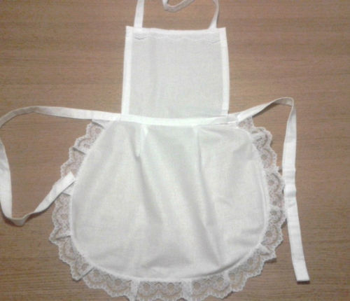 LADIES WHITE FULL COTTON APRON PINNY LACE VINTAGE EDWARDIAN VICTORIAN ...