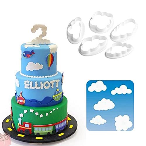 5pcs Different Pattern Plastic Fluffy Cloud Cutters Cookie Cutters Cake ...