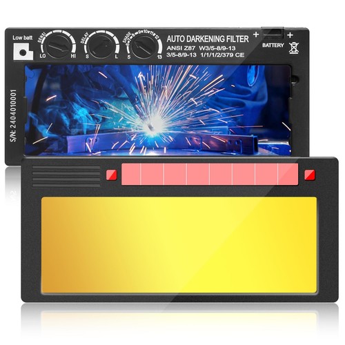 2x4 Auto Darkening Welding Lens, Shade 5-13 Adjustable, Solar Powered ...