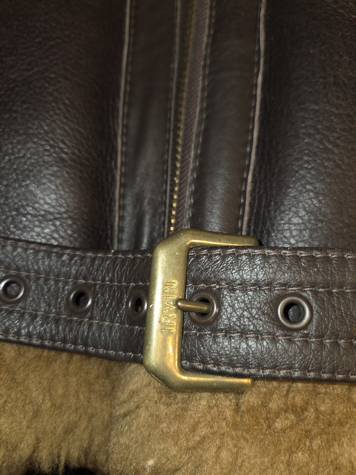 Original IRVIN Sheepskin And leather flying jacket size 46"but is 25 ...