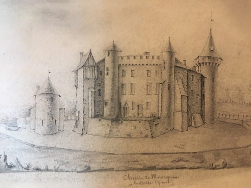 Pencil Drawing On Paper Château De Brède Montesquieu 1836 Architecture ...