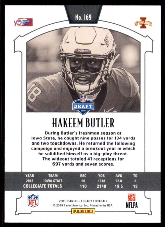 2019 Panini Legacy Hakeem Butler Rookie Arizona Cardinals #169 | eBay
