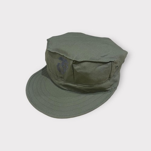 USMC US MARINES OLIVE GREEN 8 POINT UTILITY CAP COVER. EGA EMBLEM ...