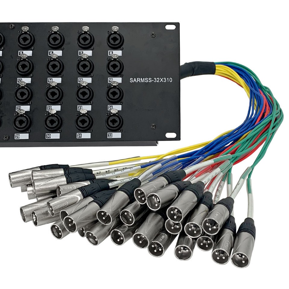 32 Channel XLR TRS Combo Splitter Snake Cable - 3' and 10' XLR trunks ...